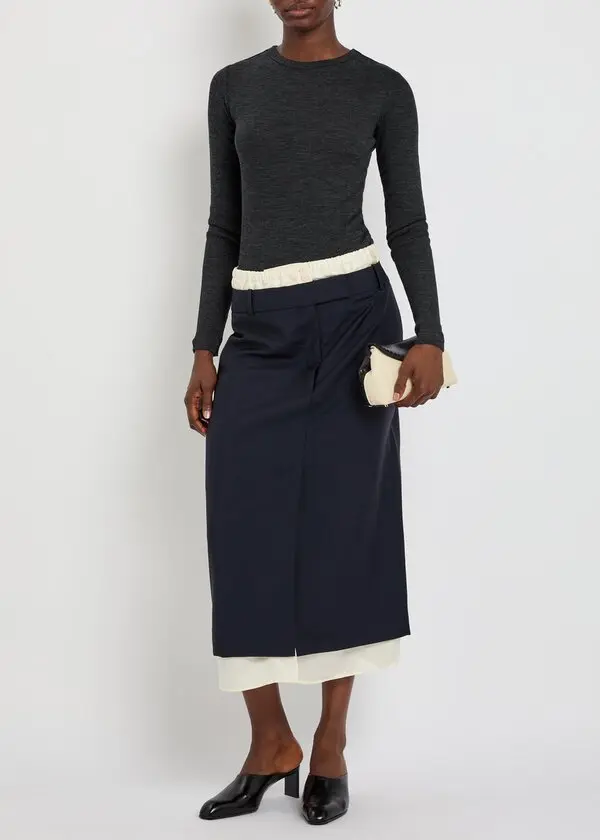 RÓHE Melange Knit Long Sleeve Wool Top