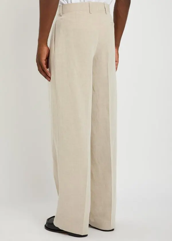 JW Anderson Pleated Wide-leg Linen-blend Trousers