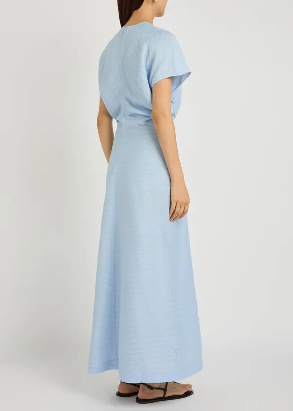 TOTEME Plissé Woven Midi Dress - Light Blue