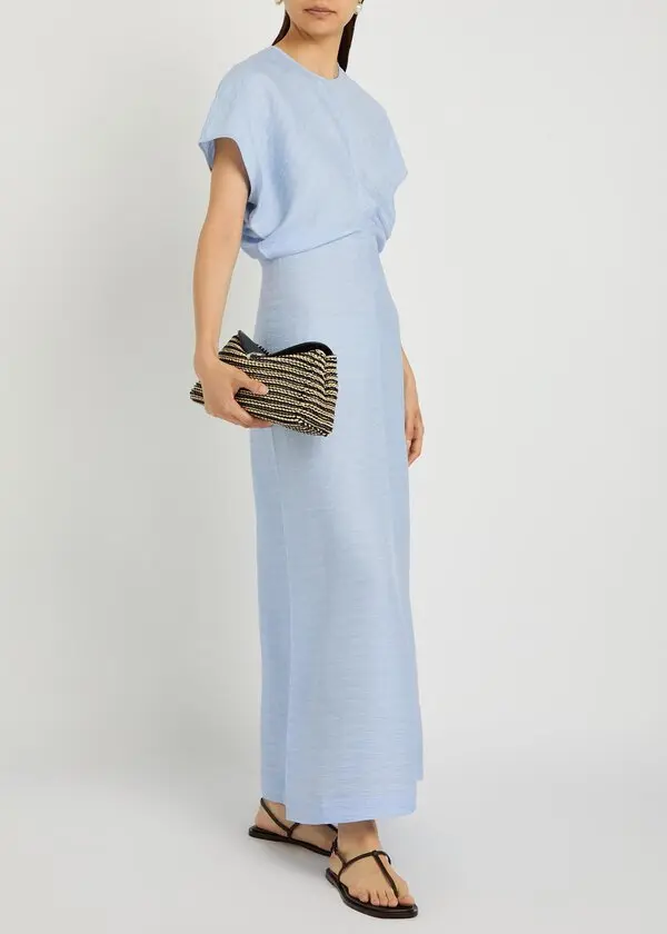 TOTEME Plissé Woven Midi Dress - Light Blue