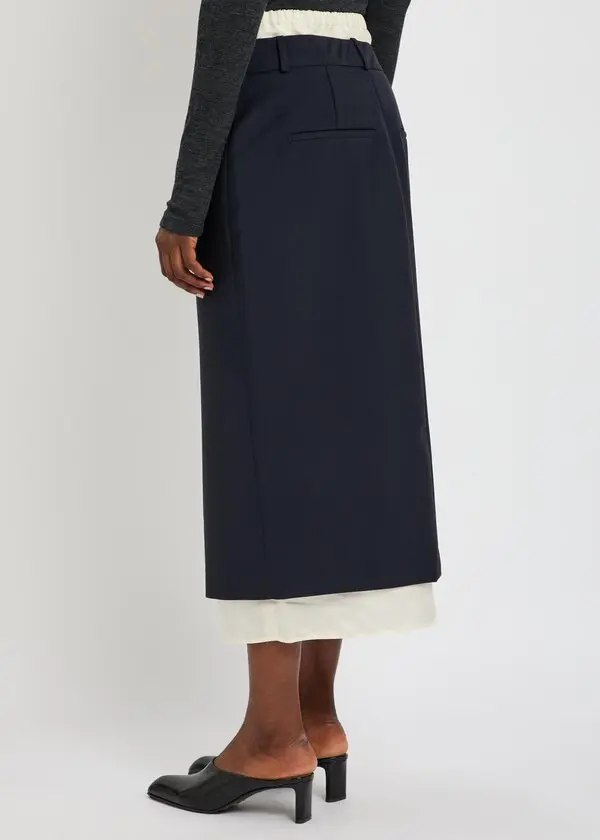 RÓHE Layered Wool Midi Skirt