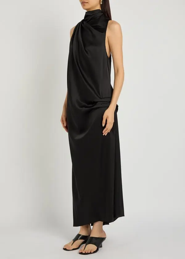 HEIRLOME Kate Draped Silk Midi Dress