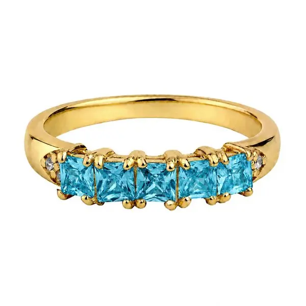 BELINDA JEWELZ Gold And Blue Swiss Blue Princess Cut Birthstone Ring - Gold/blue