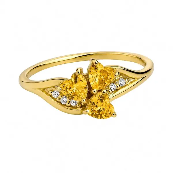 BELINDA JEWELZ Gold / Orange Citrine Triple Heart Cluster Birthstone Ring - Gold/orange