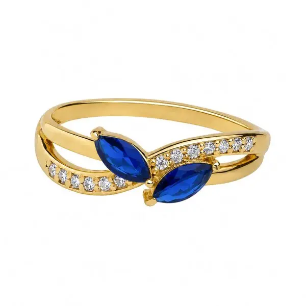 BELINDA JEWELZ Gold / Blue Blue Sapphire Marquise Bypass Birthstone Ring - Gold/blue