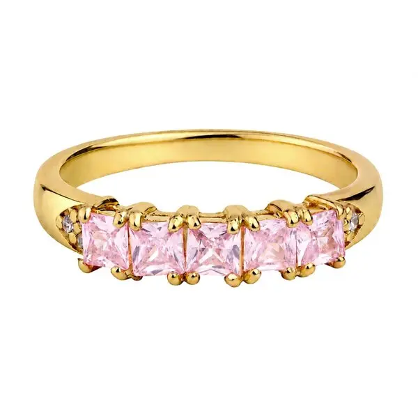 BELINDA JEWELZ Gold And Pink Tourmaline Princess Cut Ring - Gold/pink