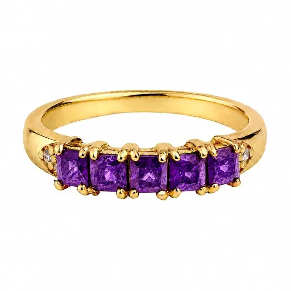 BELINDA JEWELZ Gold / Purple Amethyst Princess Cut Birthstone Ring - Gold/purple