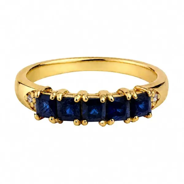 BELINDA JEWELZ Gold Sapphire Princess Cut Ring - Gold/blue