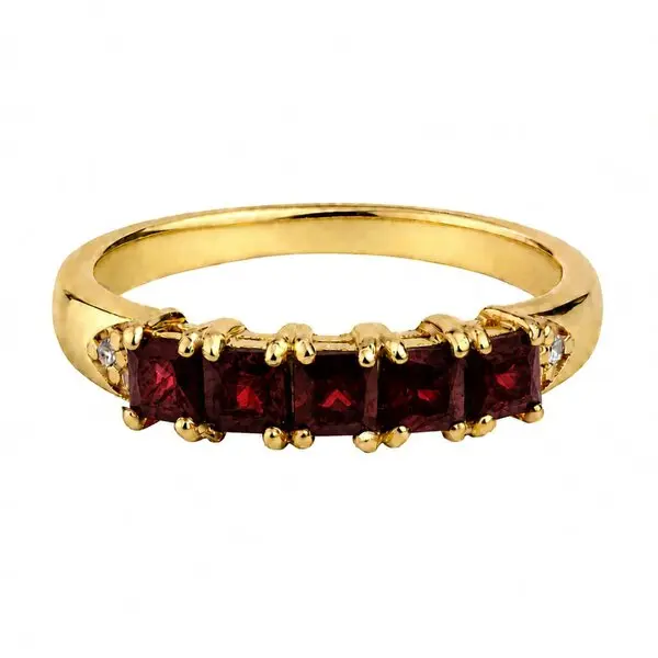 BELINDA JEWELZ Red / Gold Garnet Princess Cut Birthstone Ring - Red/gold