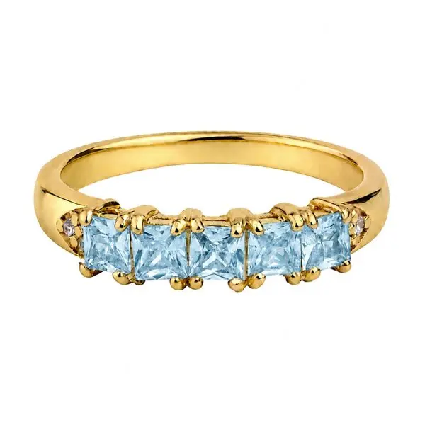 BELINDA JEWELZ Princess Cut Aquamarine And Diamond Ring - Blue/gold