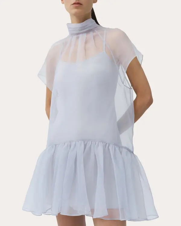 Simkhai Beaux Organza Drop-waist Mini Dress