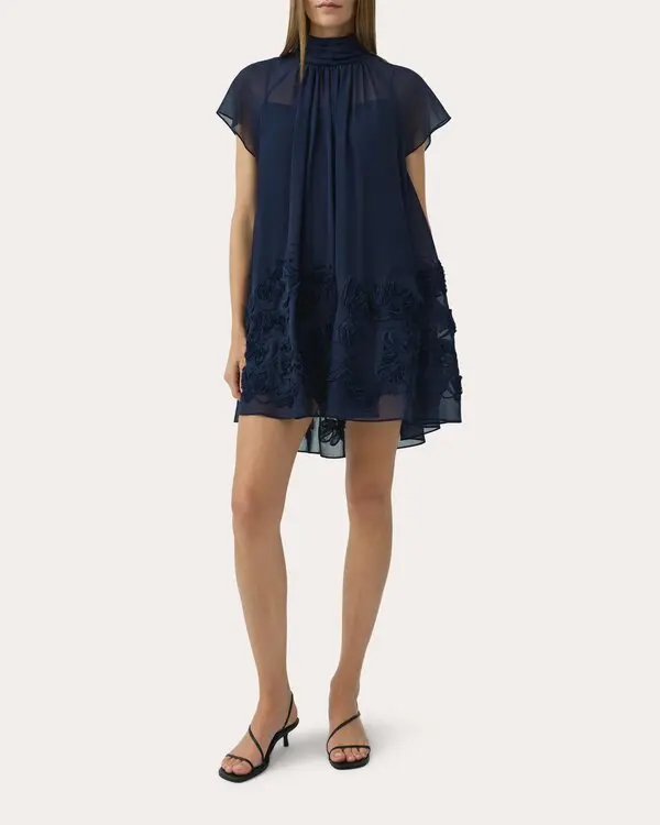 Simkhai Aviel Embroidered Chiffon Mini Dress - Blue