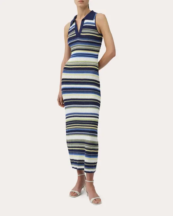 Simkhai Kerrin Chevron Knit Polo Dress