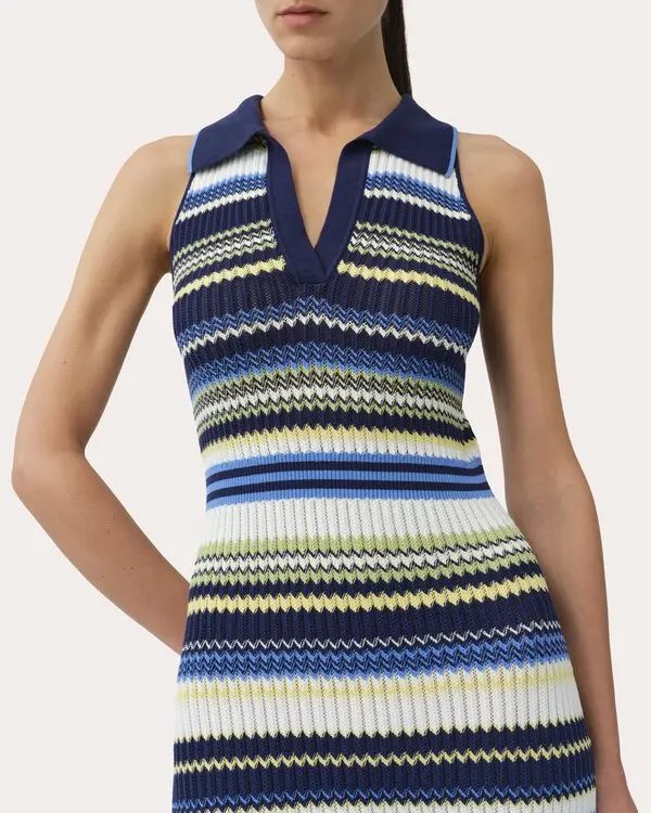 Simkhai Kerrin Chevron Knit Polo Dress