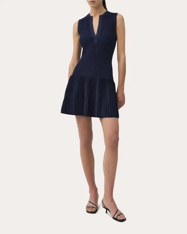 Simkhai Levie Knit Drop-waist Mini Dress - Blue