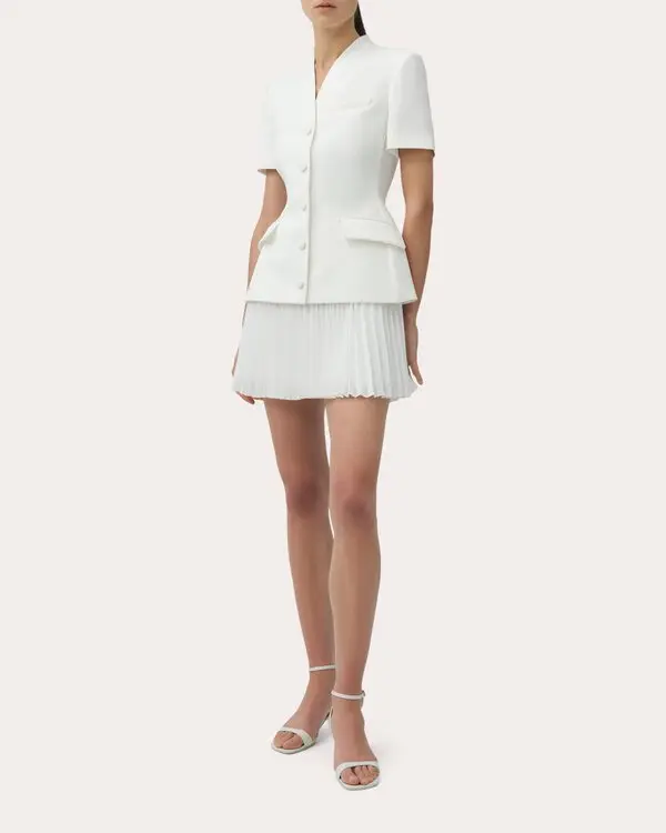 Simkhai Leah Crepe Pleated Blazer Mini Dress