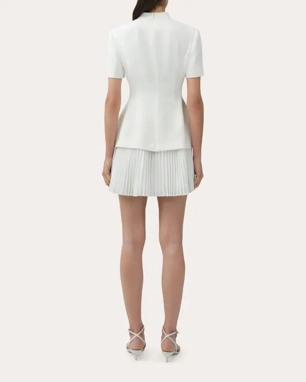 Simkhai Leah Crepe Pleated Blazer Mini Dress