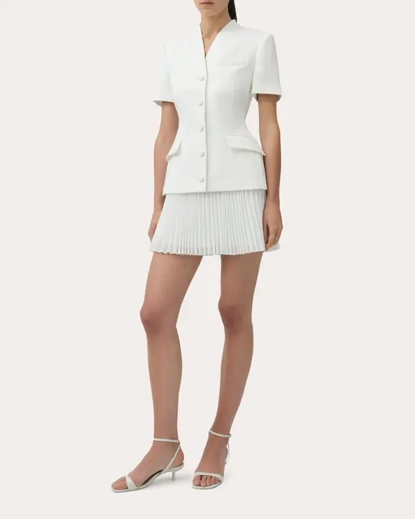 Simkhai Leah Crepe Pleated Blazer Mini Dress
