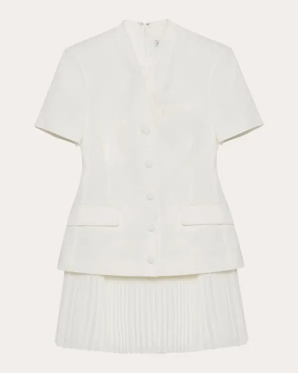 Simkhai Leah Crepe Pleated Blazer Mini Dress