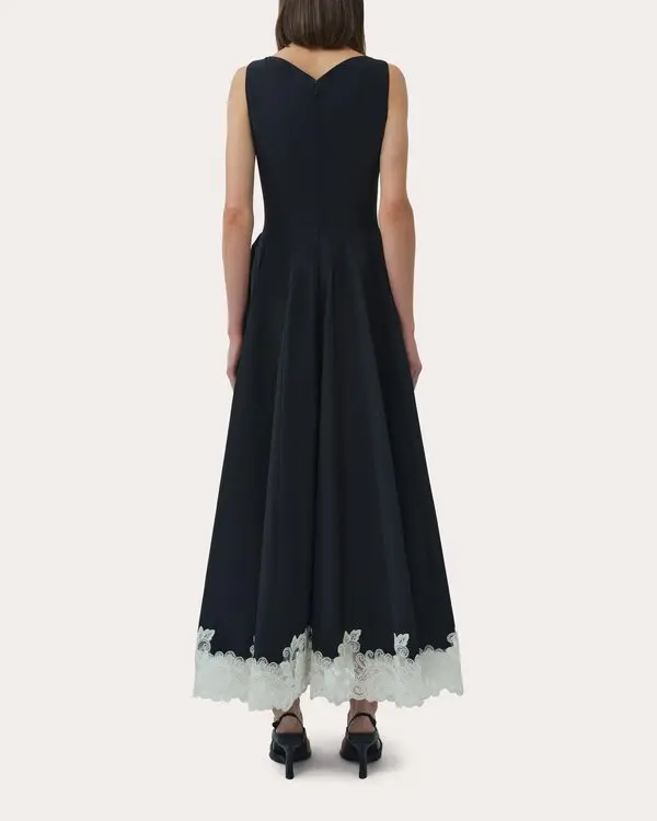 Simkhai Mira Faille Lace Fit & Flare Dress - Black