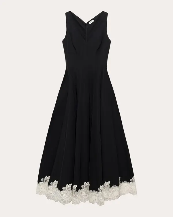 Simkhai Mira Faille Lace Fit & Flare Dress - Black