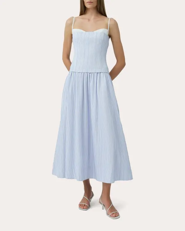 Simkhai Quinlin Stripe Bustier Midi Dress - Blue