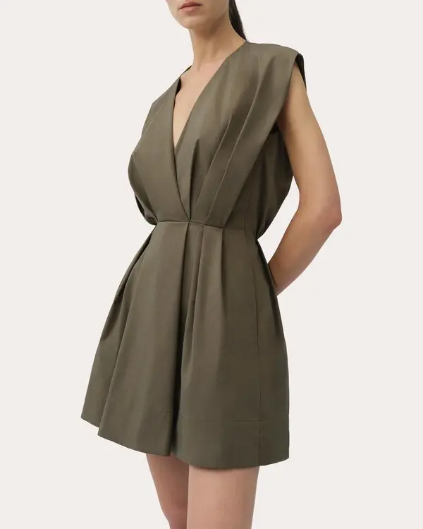 Simkhai Sefi Pleated Poplin Mini Dress