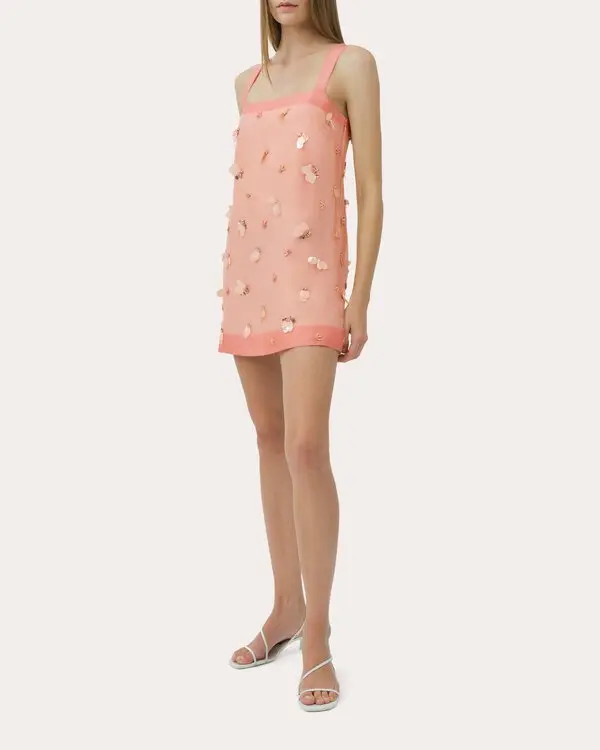 Simkhai Embellished Organza Mini Shift Dress