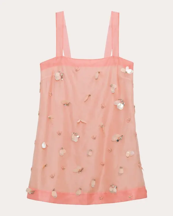 Simkhai Embellished Organza Mini Shift Dress