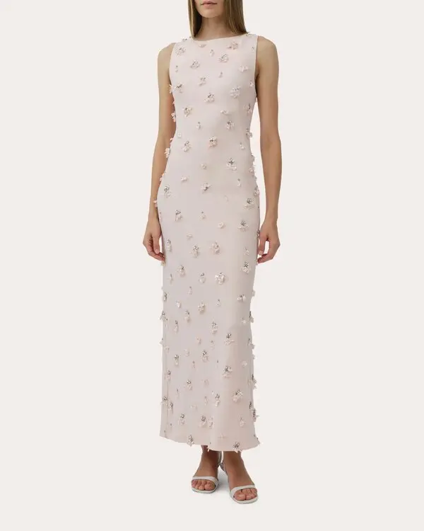 Simkhai Claudia Embellished Crepe Column Midi Dress - Pink