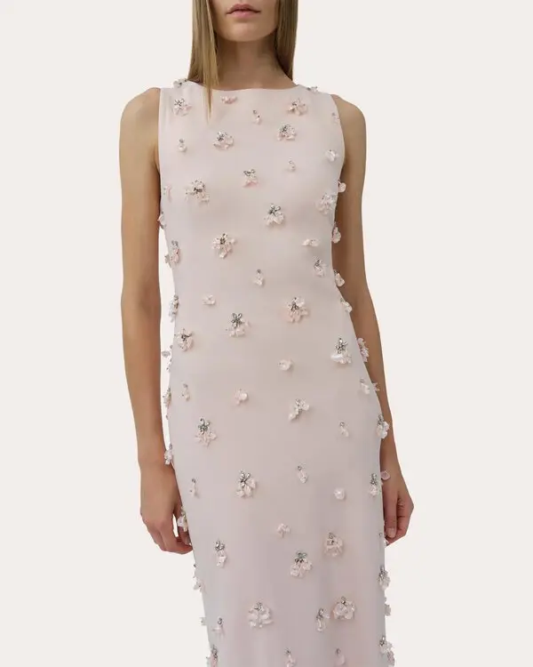 Simkhai Claudia Embellished Crepe Column Midi Dress - Pink