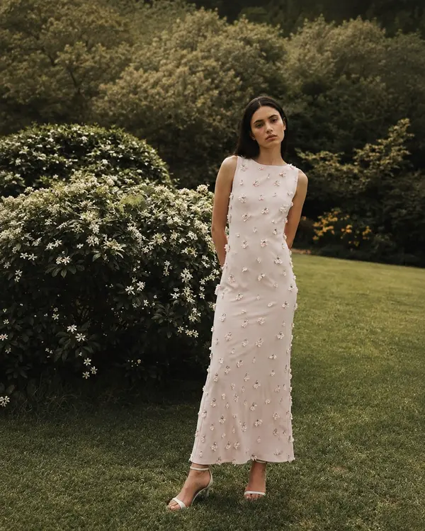 Simkhai Claudia Embellished Crepe Column Midi Dress - Pink