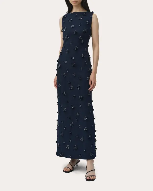 Simkhai Claudia Embellished Crepe Column Midi Dress - Blue