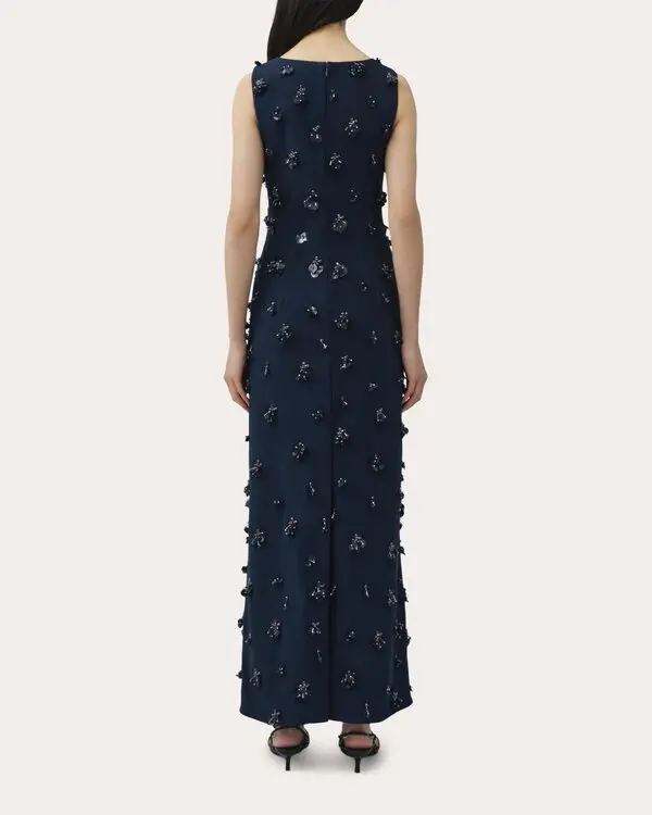 Simkhai Claudia Embellished Crepe Column Midi Dress - Blue