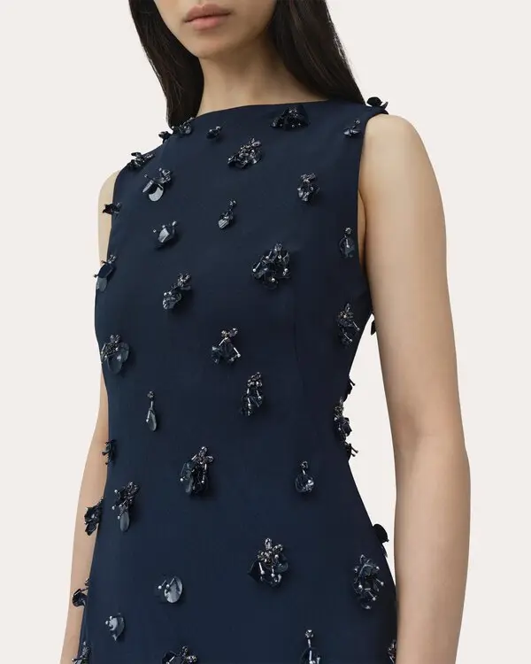 Simkhai Claudia Embellished Crepe Column Midi Dress - Blue