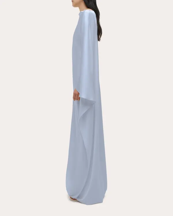 Simkhai Ora Satin Asymmetric Cape Gown