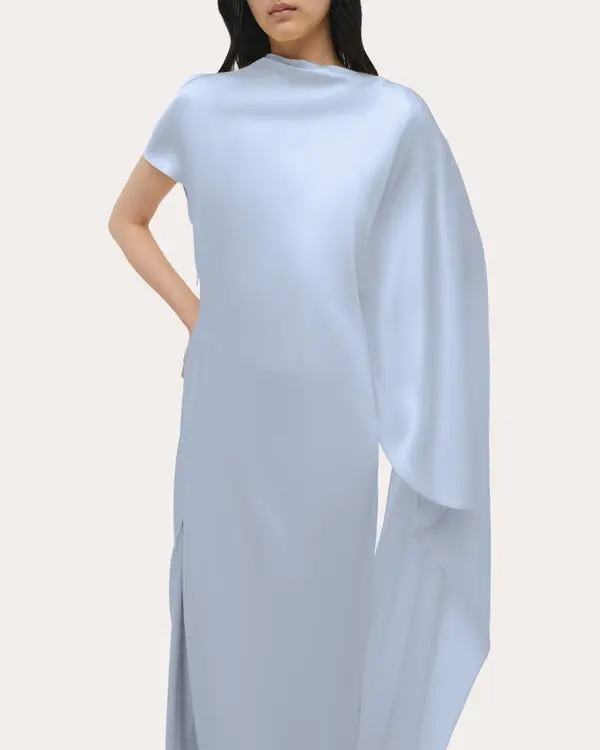 Simkhai Ora Satin Asymmetric Cape Gown