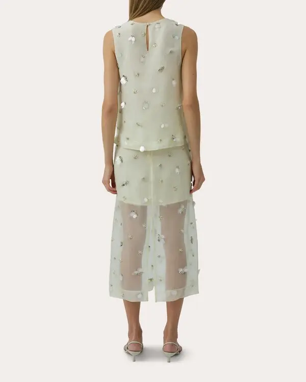 Simkhai Celia Embellished Organza Sleeveless Top - Yellow
