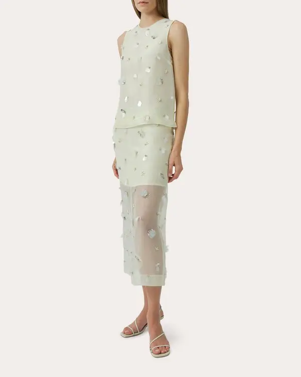 Simkhai Celia Embellished Organza Sleeveless Top - Yellow