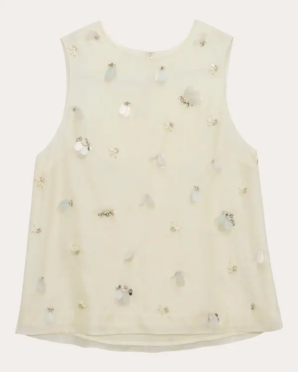 Simkhai Celia Embellished Organza Sleeveless Top - Yellow