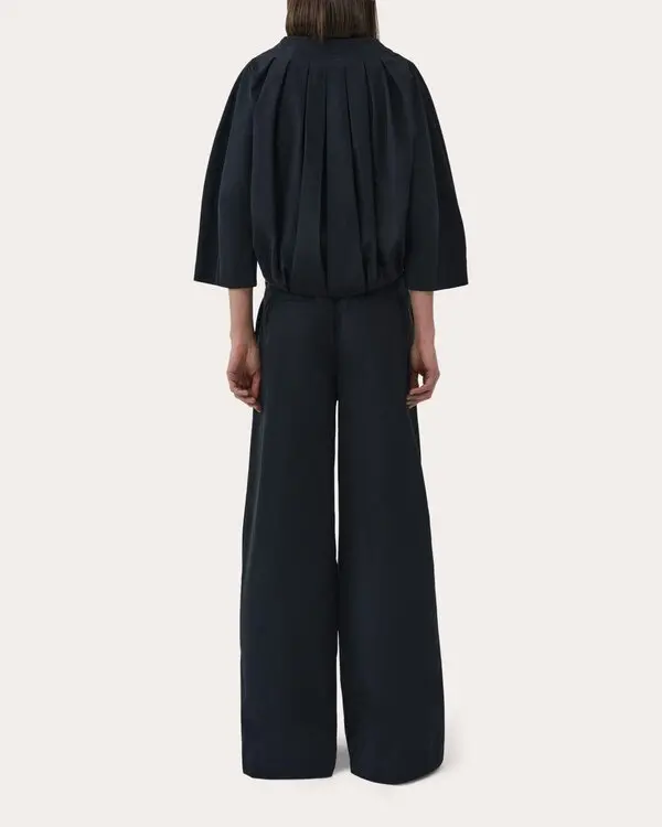 Simkhai Leroy Pleated Faille Wide-leg Pants