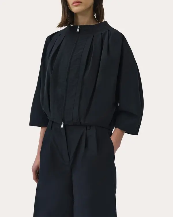 Simkhai Jess Pleated Faille Zip-up Jacket