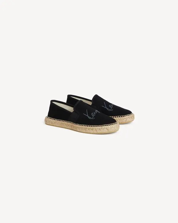 Kenzo Signature Espadrilles In Canvas - Black