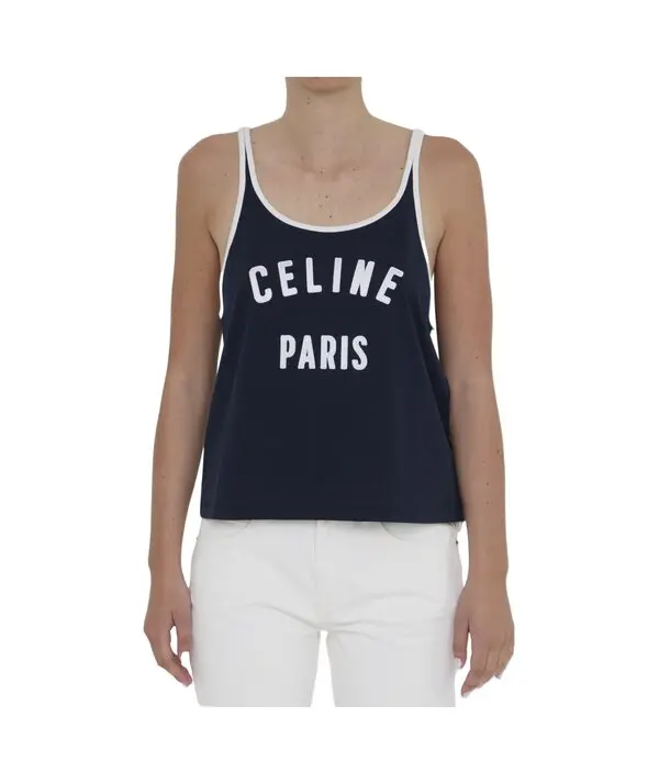 Celine Paris Cotton Jersey Tank Top