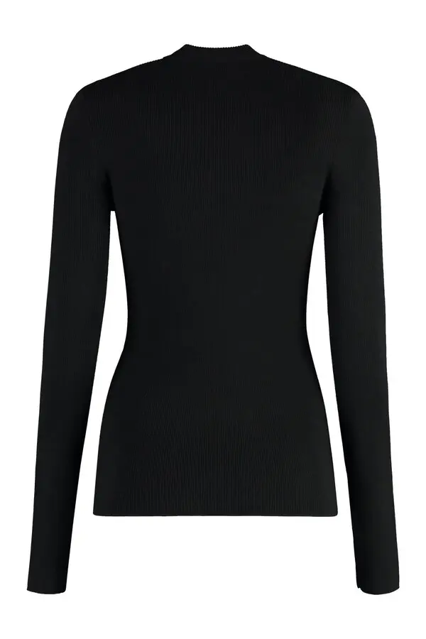 Burberry Ribbed-knit Jumper With Equestrian Knight Logo - Black