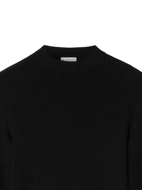 Burberry Ribbed-knit Jumper With Equestrian Knight Logo - Black