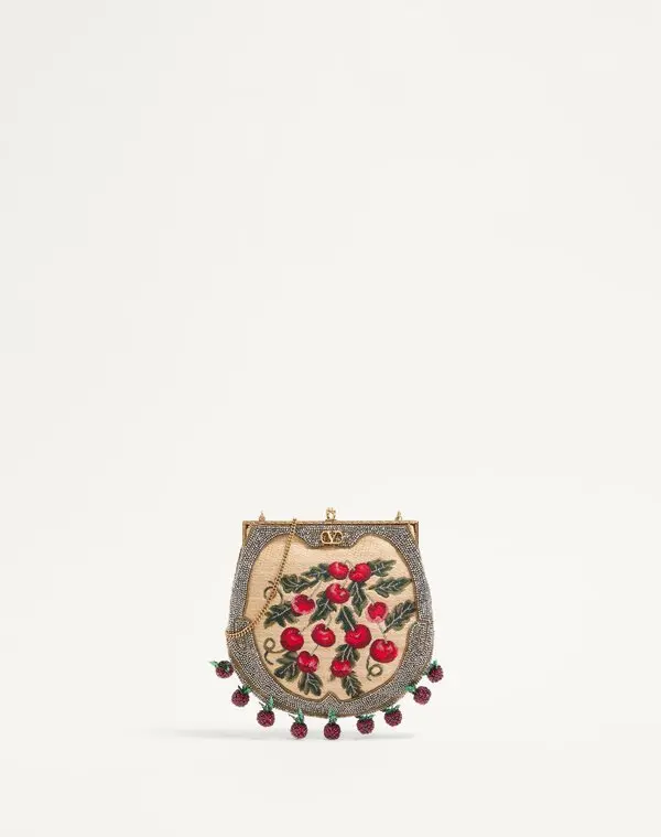 Valentino Garavani Embroidered Floral Handbag - Natural/multicolor