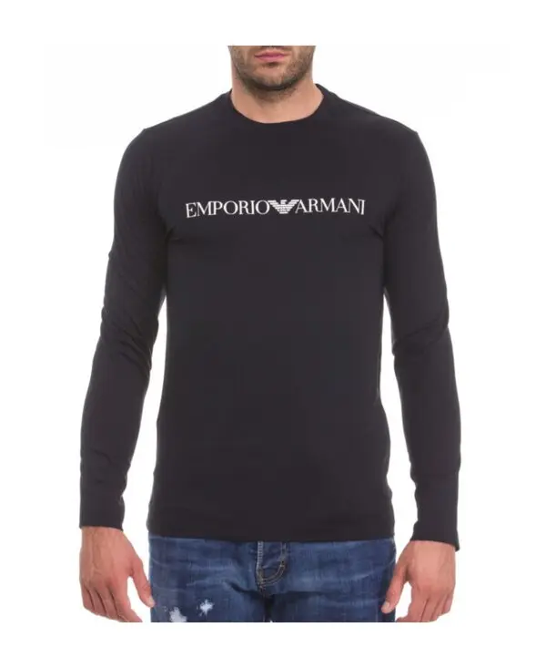 Emporio Armani Logo Printed Crewneck T-shirt - Black