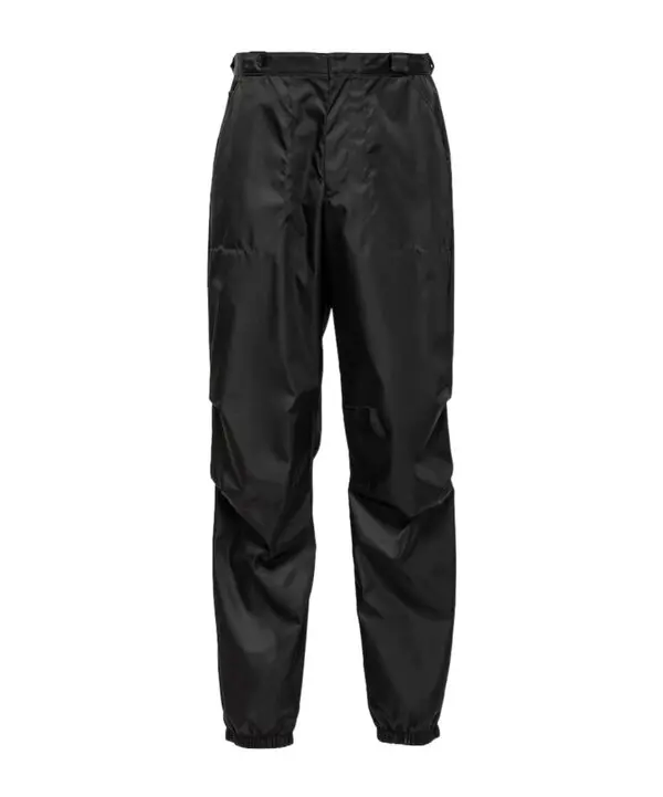 Prada Triangle-logo Mid-rise Tapered-leg Trousers - Black