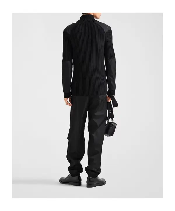 Prada Triangle-logo Mid-rise Tapered-leg Trousers